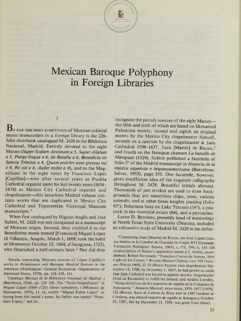 Publicadormch, Journal Manager, Mexican Baroque Polyphony in Foreign ...