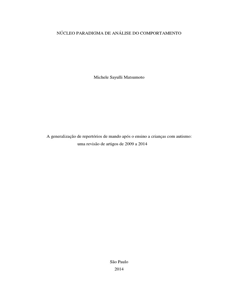 Generalização de Mando | PDF | Espectro do autismo | Síndrome de Asperger