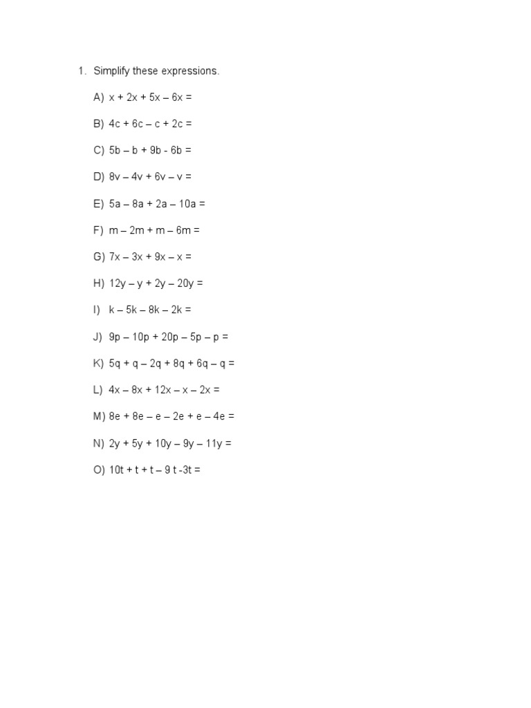 Simplify These Expressions | PDF