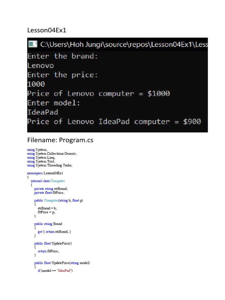 Lesson04 - Exercises (PS11-12 Hoh Jungi) | PDF | Software Engineering | Computer Science