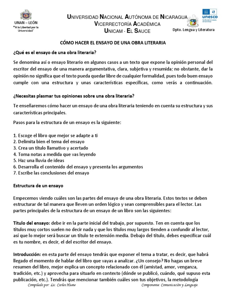Cómo escribir un ensayo literario | PDF | Ensayos | Cognición