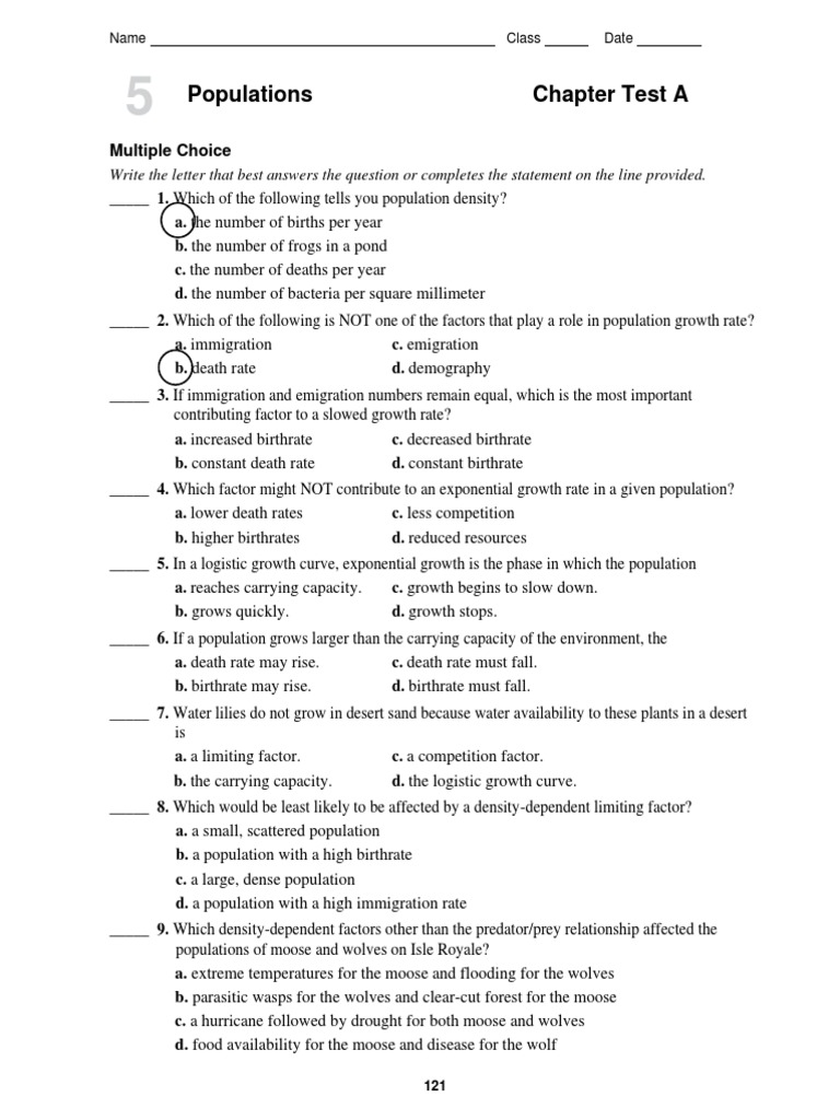 Ava Steinhauff - Test Practice Questions - 1 | PDF | Population Growth ...