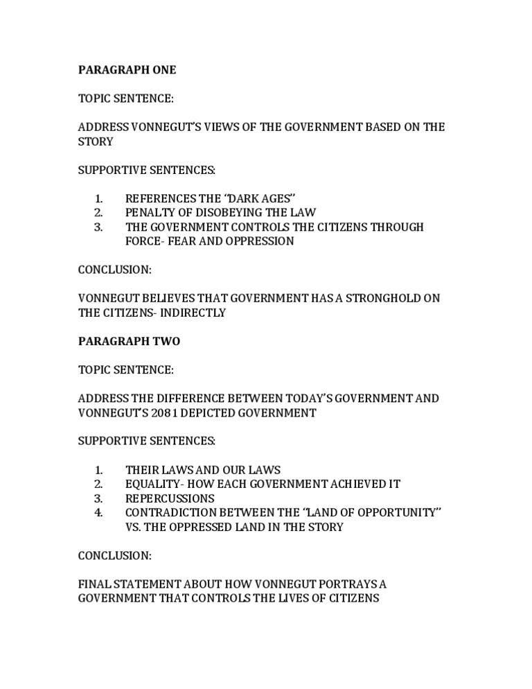 Outline - Harrison Bergeron Analysis | PDF