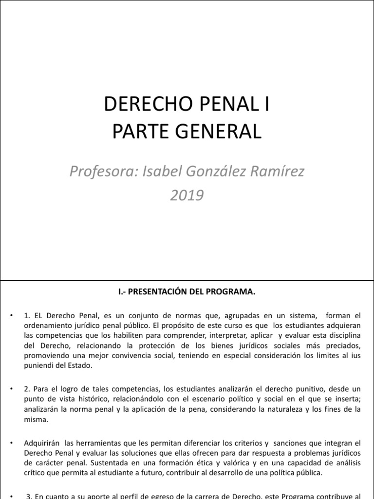Derecho Penal I 2019 Completo Pdf Derecho Penal Castigos