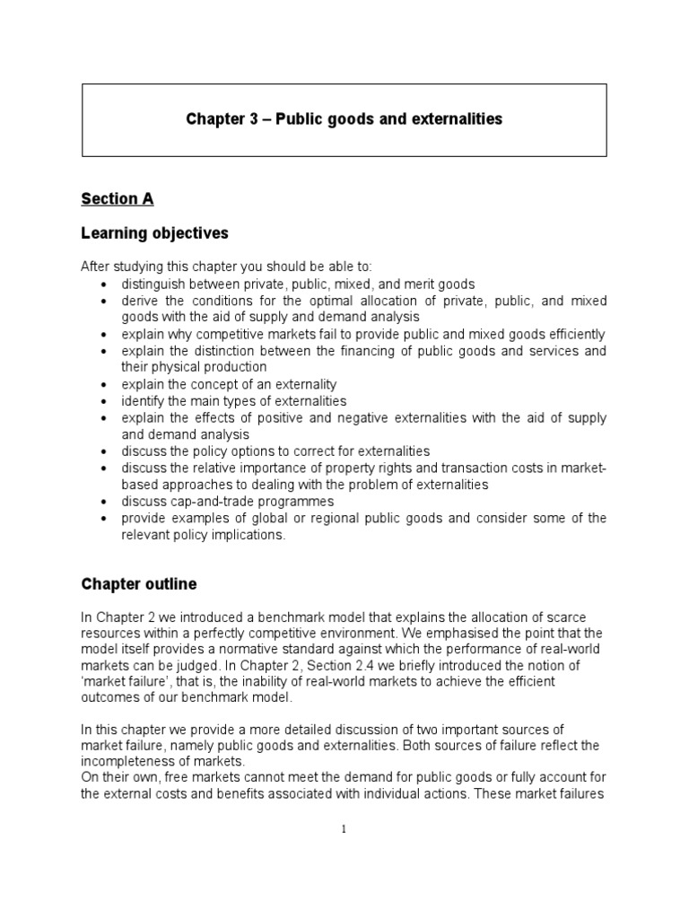 Public Goods and Externalities Explained | PDF | Externality | Market ...