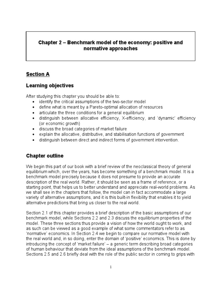 Benchmark Model: Positive vs Normative Economics | PDF | Pareto ...
