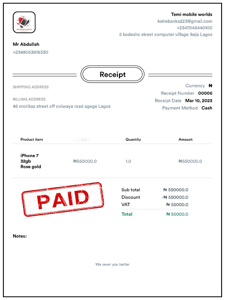 Pastel Quick Receipt - MR Abdullah - Mar 10, 2023 | PDF