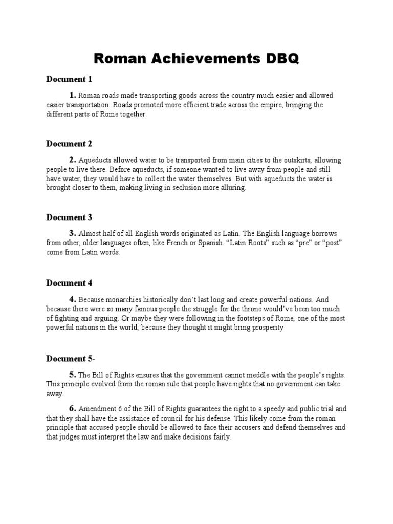 Roman Achievements DBQ | PDF | Dome | Vault (Architecture)