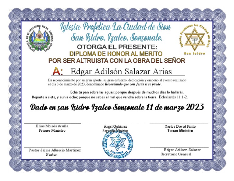 Diploma de Honor Al Merito | PDF