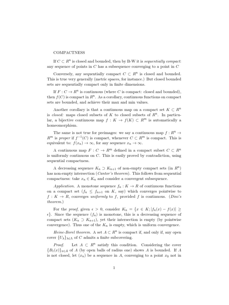 Compactness Continuity And Convexity On Metric Spaces And Rn Pdf