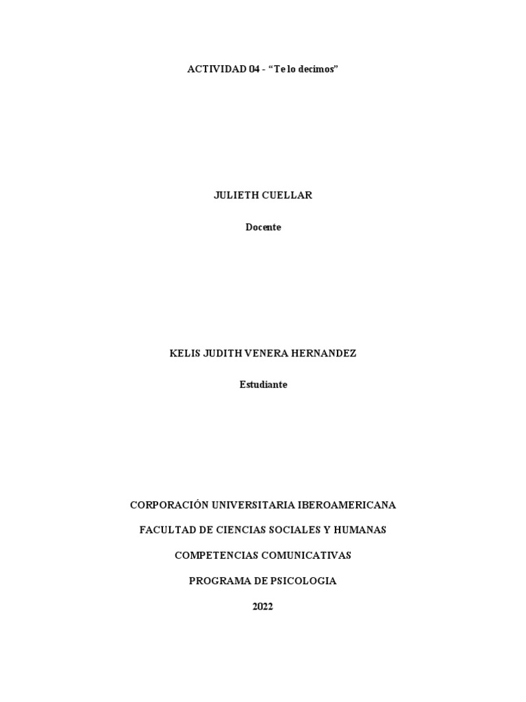 Act04 Te Lo Decimos | PDF