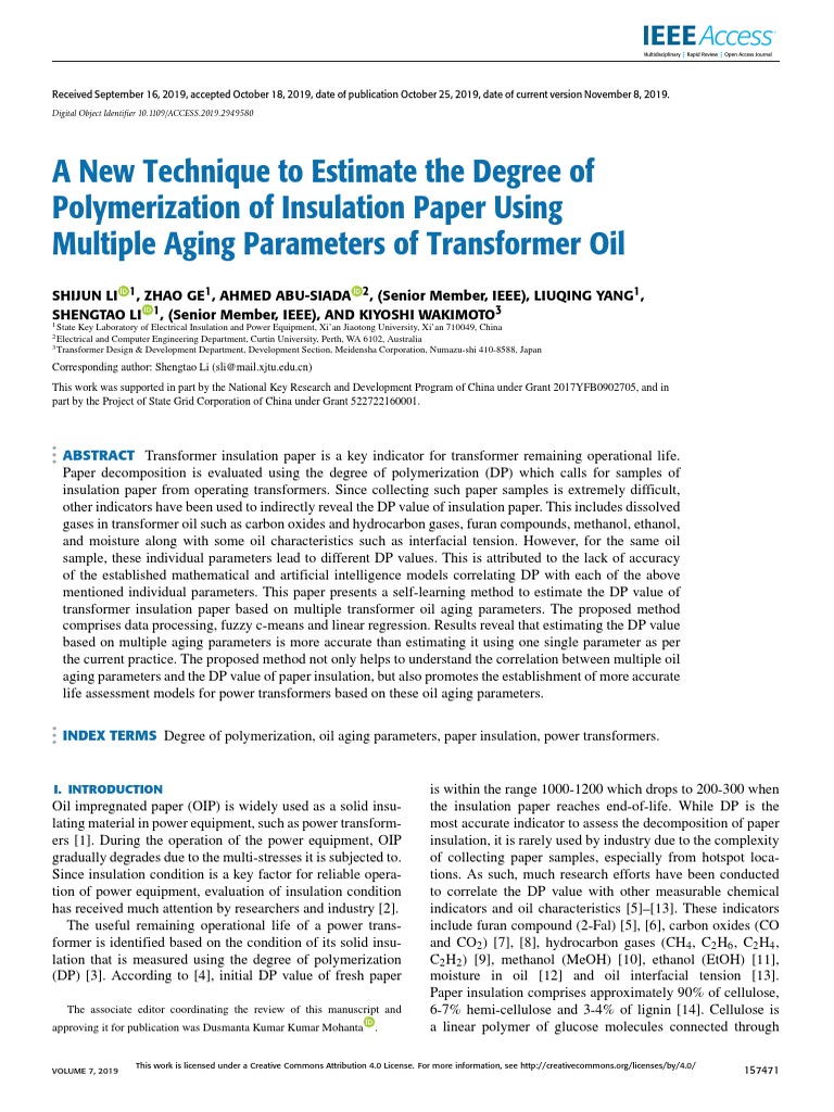 A New Technique To Estimate The Degree Of Polymerization Of Insulation Paper Using Multiple