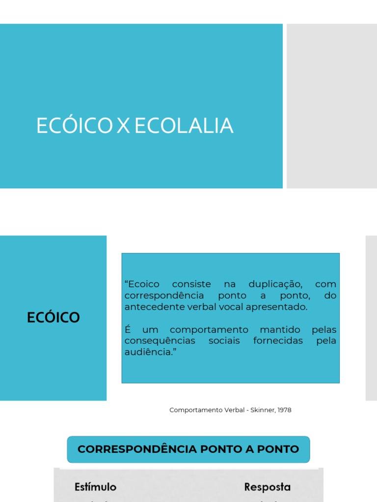 ECOLALIA e ECÓICO | PDF | Espectro do autismo | Behaviorismo