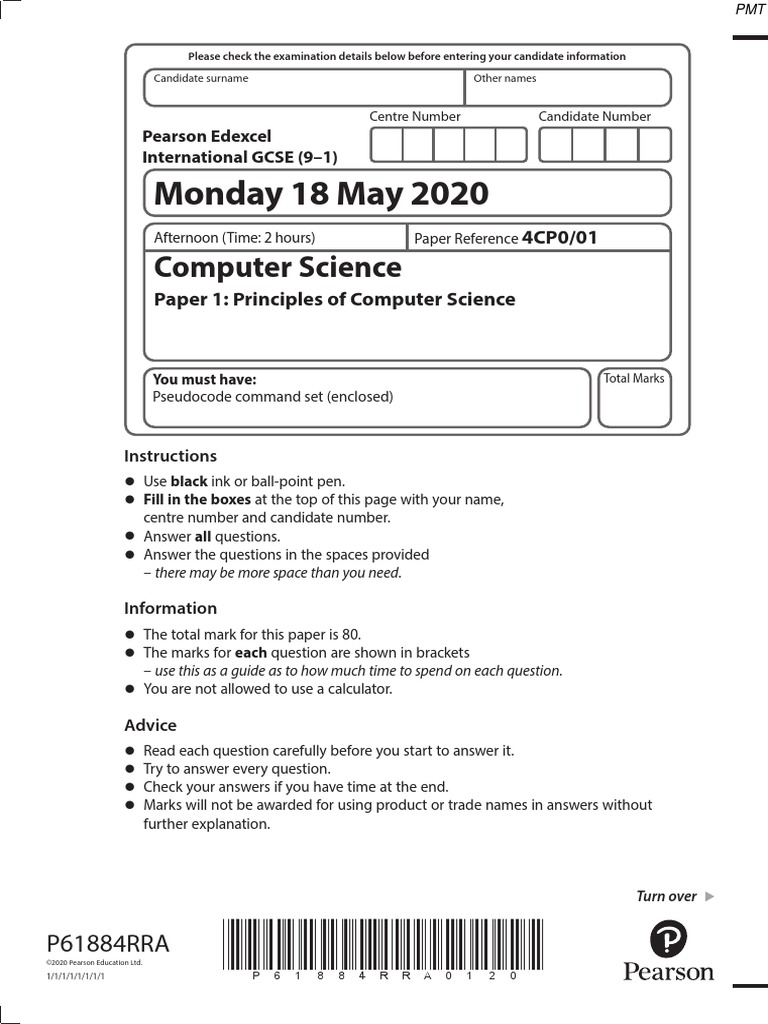 June 2020 QP - Paper 1 Edexcel Computer Science IGCSE | PDF June 2020 QP - Paper 1 Edexcel Computer Science IGCSE | PDF
