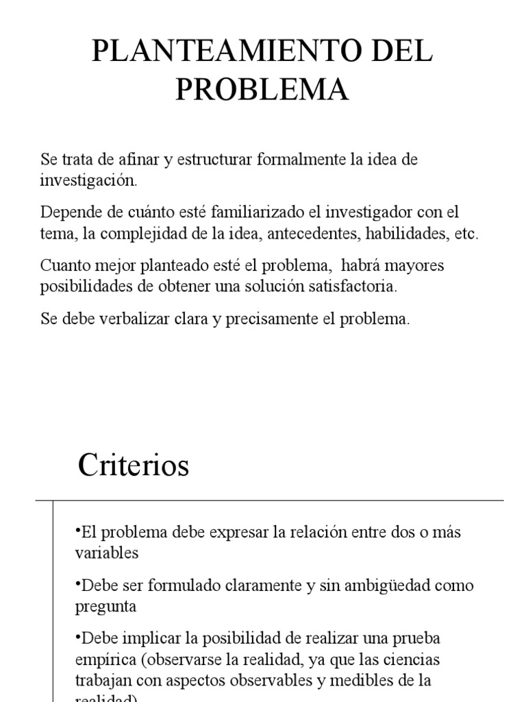 Estructura y Planteamiento de Problemas en Investigación | PDF