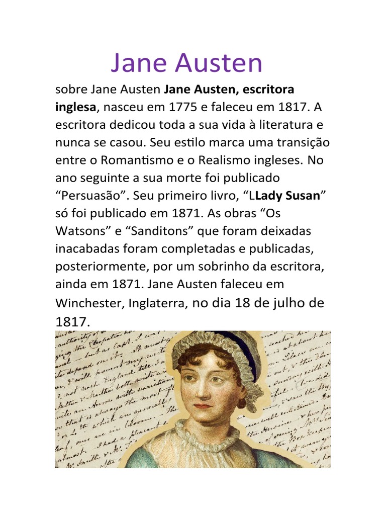 Jane Austen Sobre Jane Austen | PDF