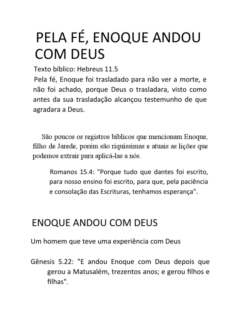ENOQUE ANDOU COM DEUS | PDF | Fé | Bíblia