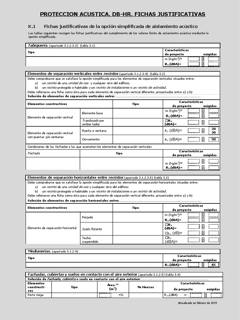 Protección Ruido. DB HR - Fichas Justificativas - Es | PDF | Ventana ...