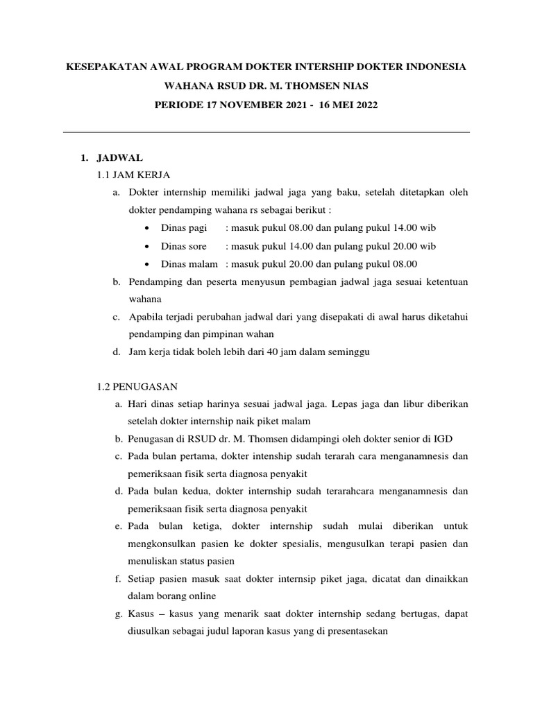 Kesepakatan Awal Program Dokter Intership Dokter Indonesia | PDF | Sains & Matematika