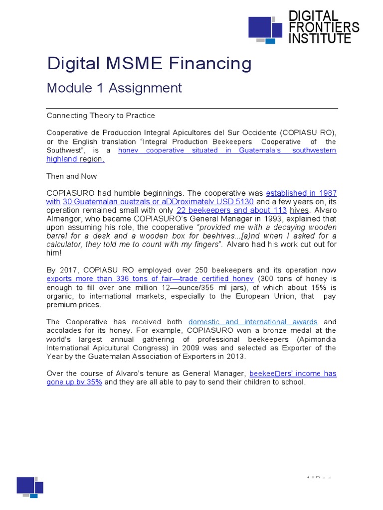 Digital MSME - Module 1 Assignment - V2 | PDF | Beekeeper | Beekeeping