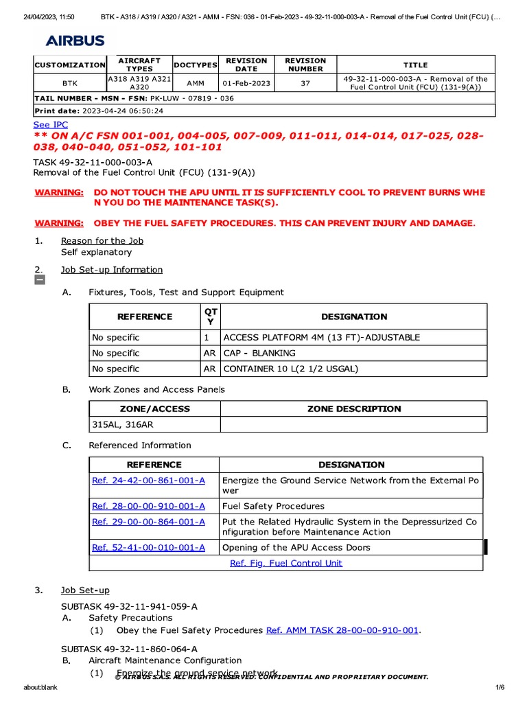 Removal Fcu of Apu | PDF