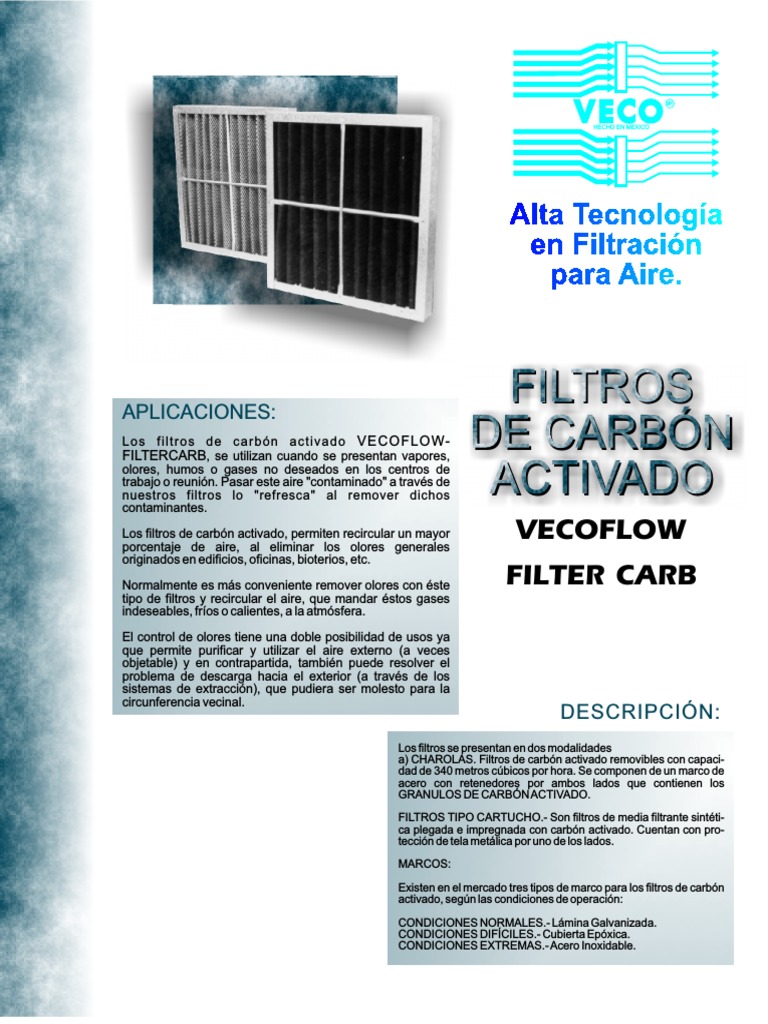 Filtros de Carbón Activado VECOFLOW | PDF | Adsorción | Gases