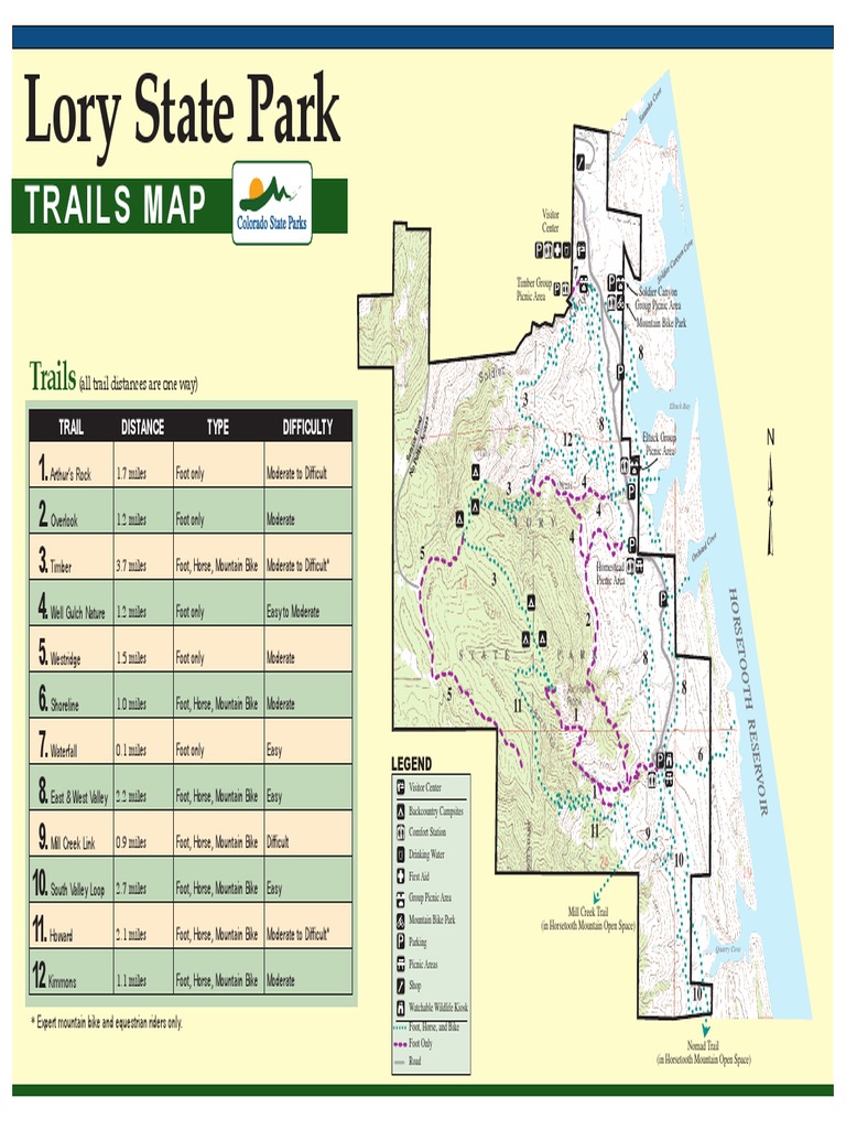 Lory State Park Trails Map | PDF | Trail | Horses