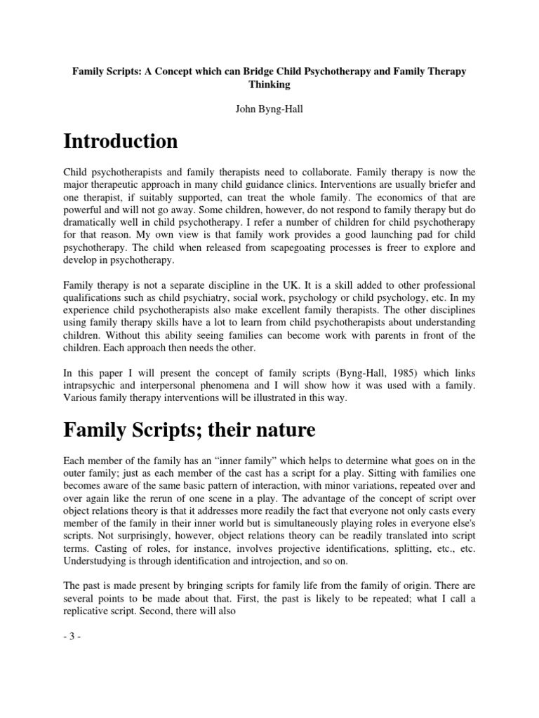 Byng Hall J. Family Scripts | PDF | Psychotherapy | Family Therapy