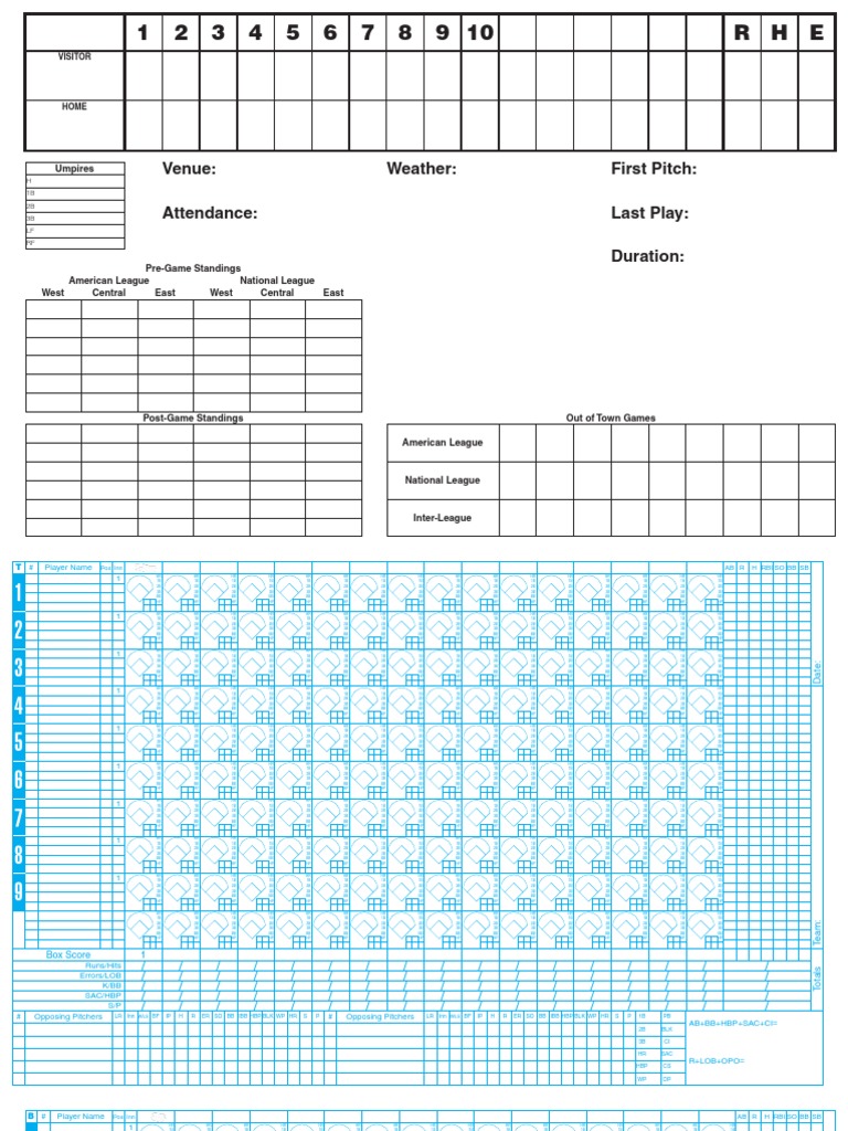 Basic Baseball Scoresheet Template - 230514 - 214909 | PDF | Jogos de ...