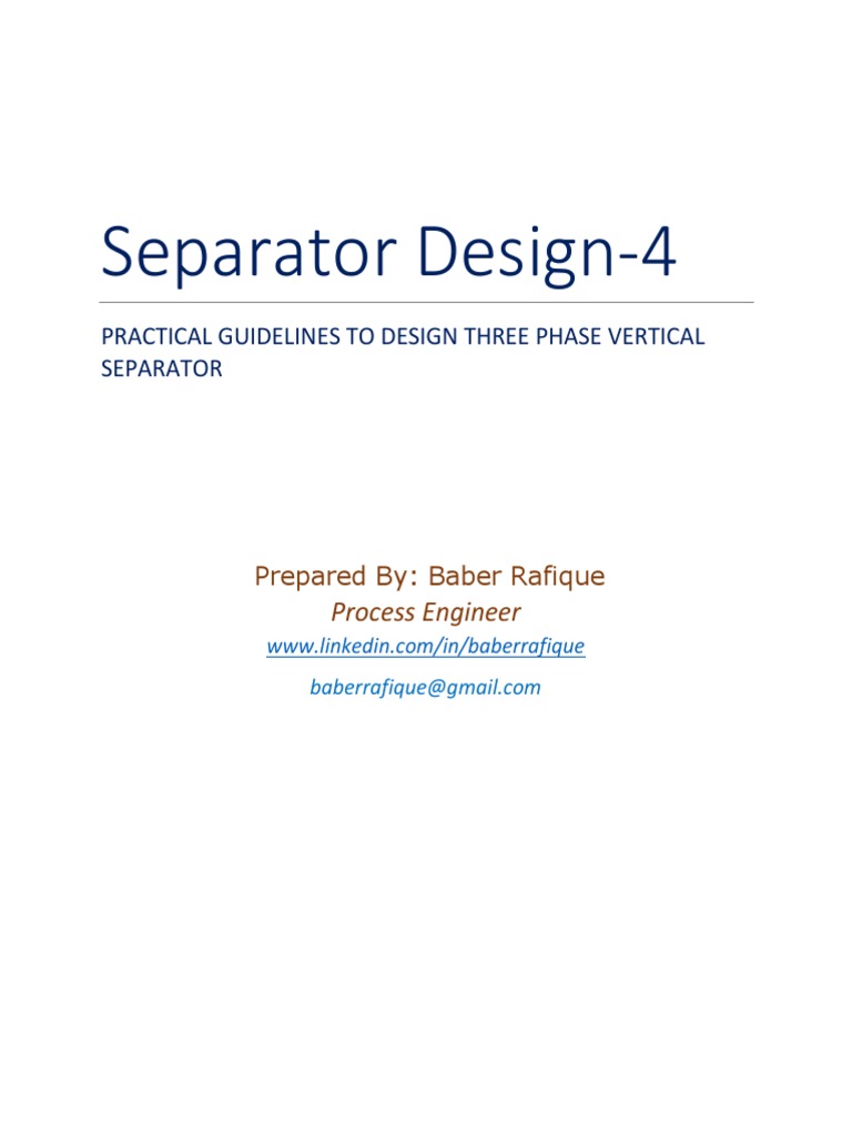Vertical Separator Design Theory & Calculation Sheet | PDF | Liquids ...