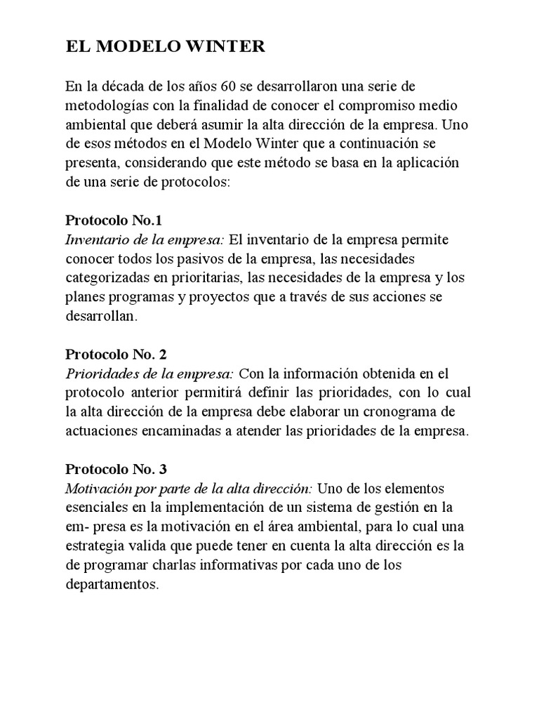 Modelo Winter: Guía de Gestión Ambiental | PDF | Reciclaje | Contaminación