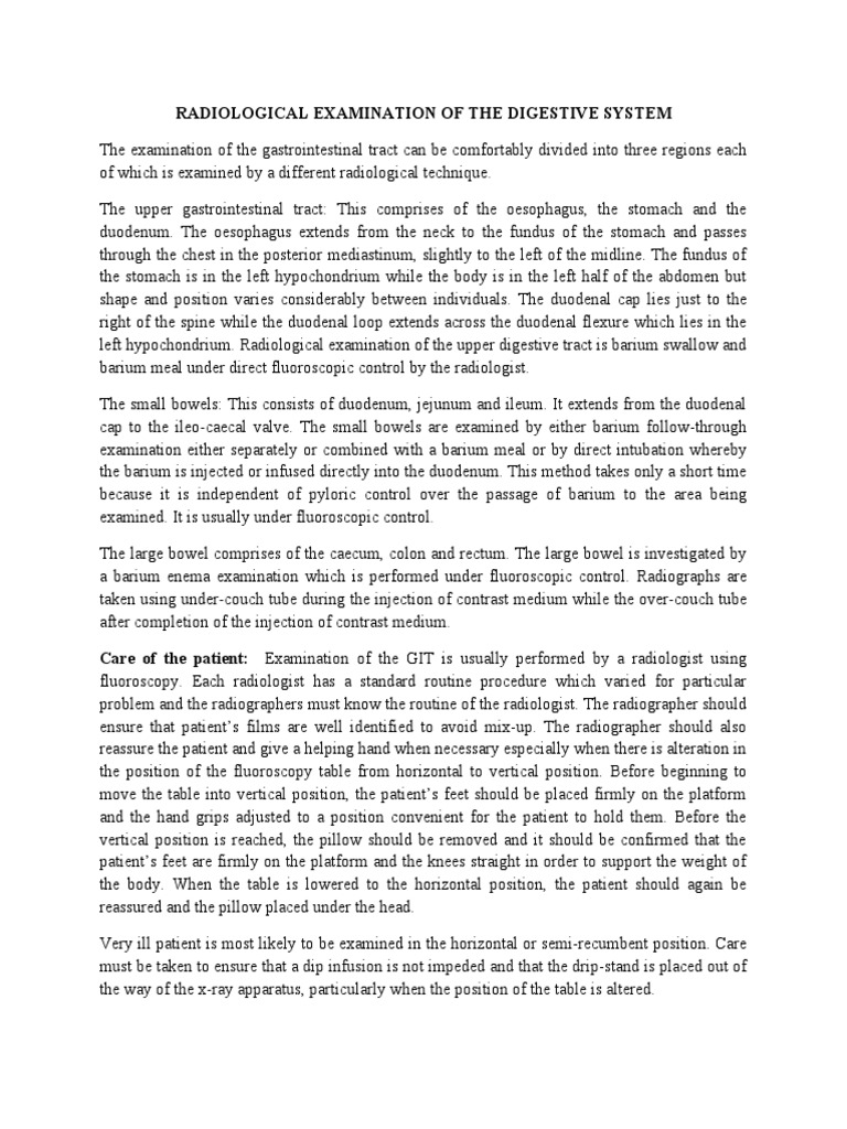 Radiological Examination of The Digestive System | PDF | Digestive ...