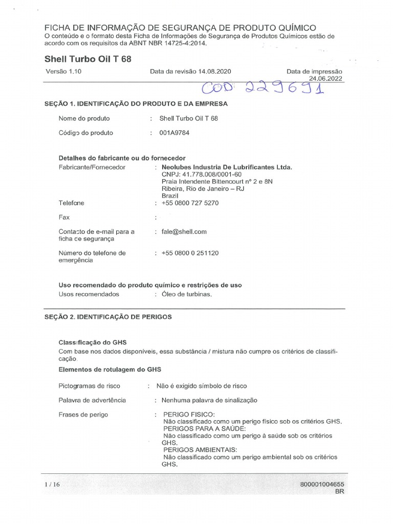 Shell Turbo Oil T 68 | PDF