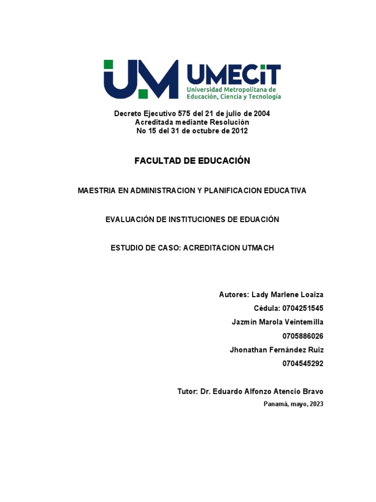 Evaluación de Calidad UTMACH | PDF | Evaluación | Planificación