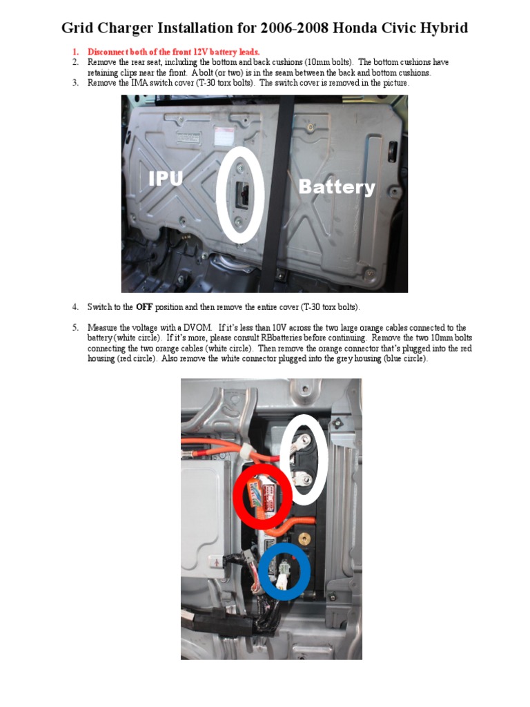 Grid Charger Install: 2006-2008 Civic Hybrid | PDF | Electrical ...