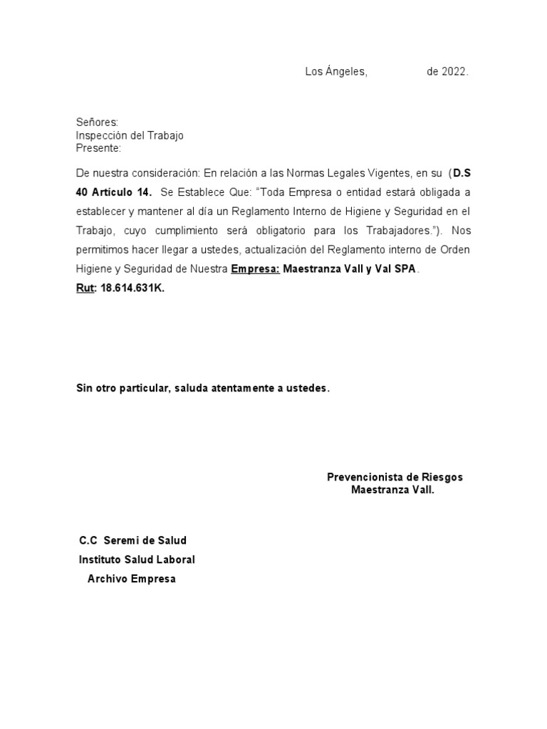 Carta Conductora Final | Descargar gratis PDF | Seguridad y salud ocupacional | Justicia