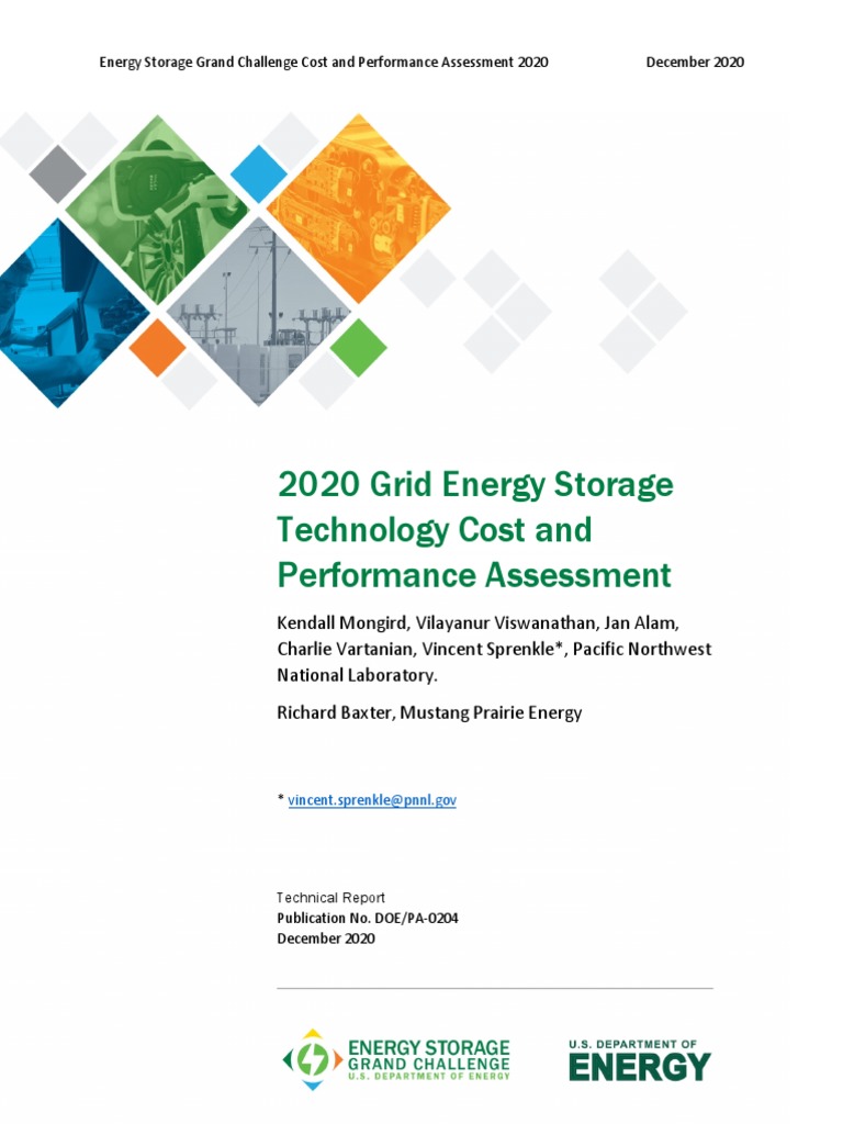 Energy Storage Grand Challenge Cost and Performance Assessment 2020 ...