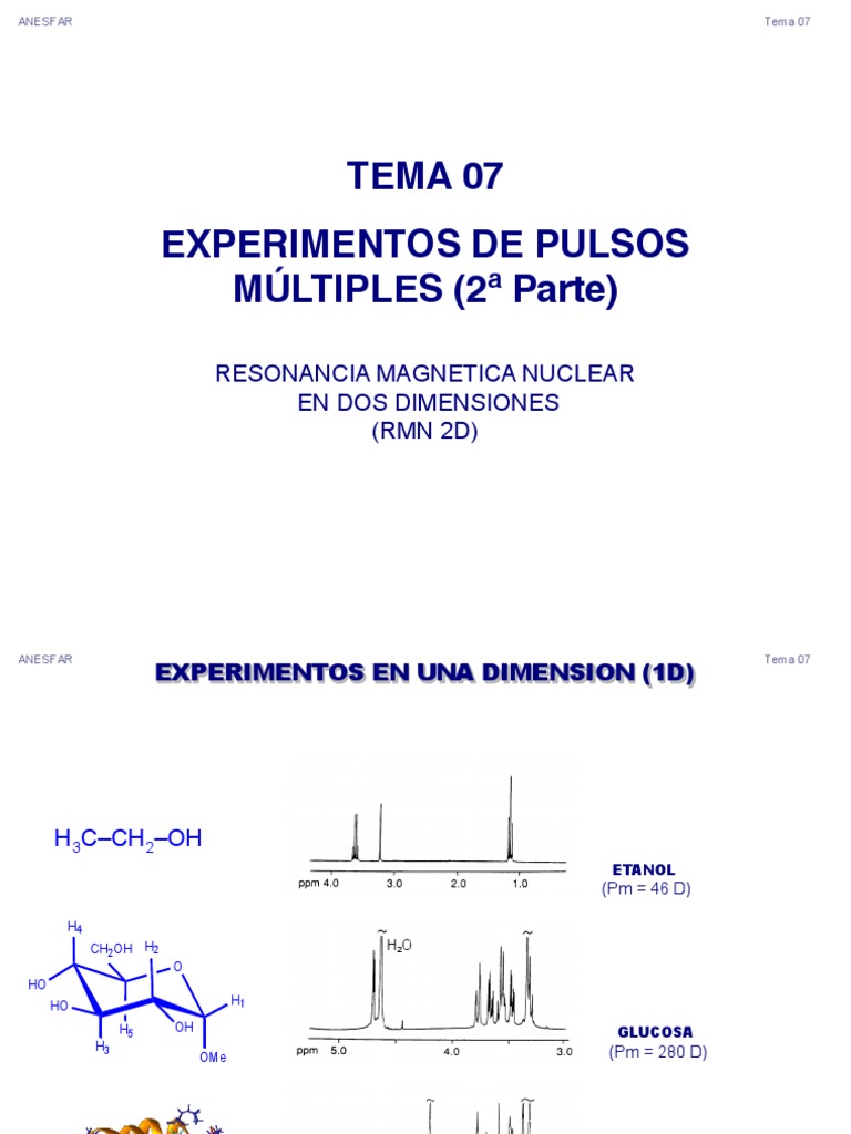 Tema 07 RMN 2D | PDF | Resonancia magnética nuclear | Física atómica