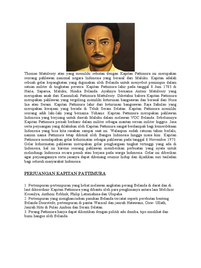 Biografi Kapitan Pattimura dan Perjuangannya | PDF