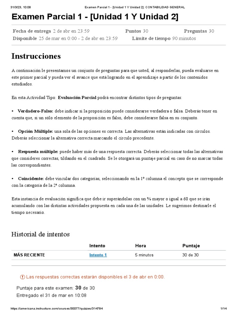 Examen Parcial Contabilidad | PDF | Contabilidad | Valor neto