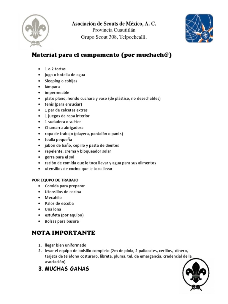 Equipo de Campamento | PDF | Comida y bebida | Cocinando