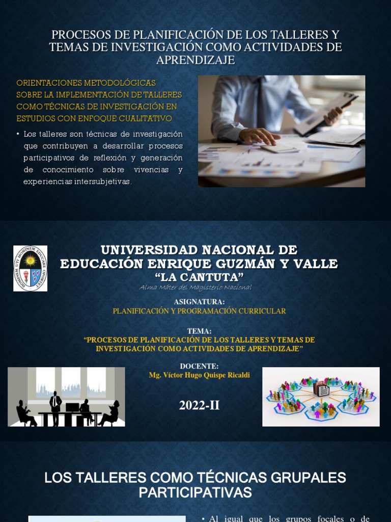 Sesión 12 - Procesos de Planificación de Los Talleres y Temas de Investigación Como Actividades ...