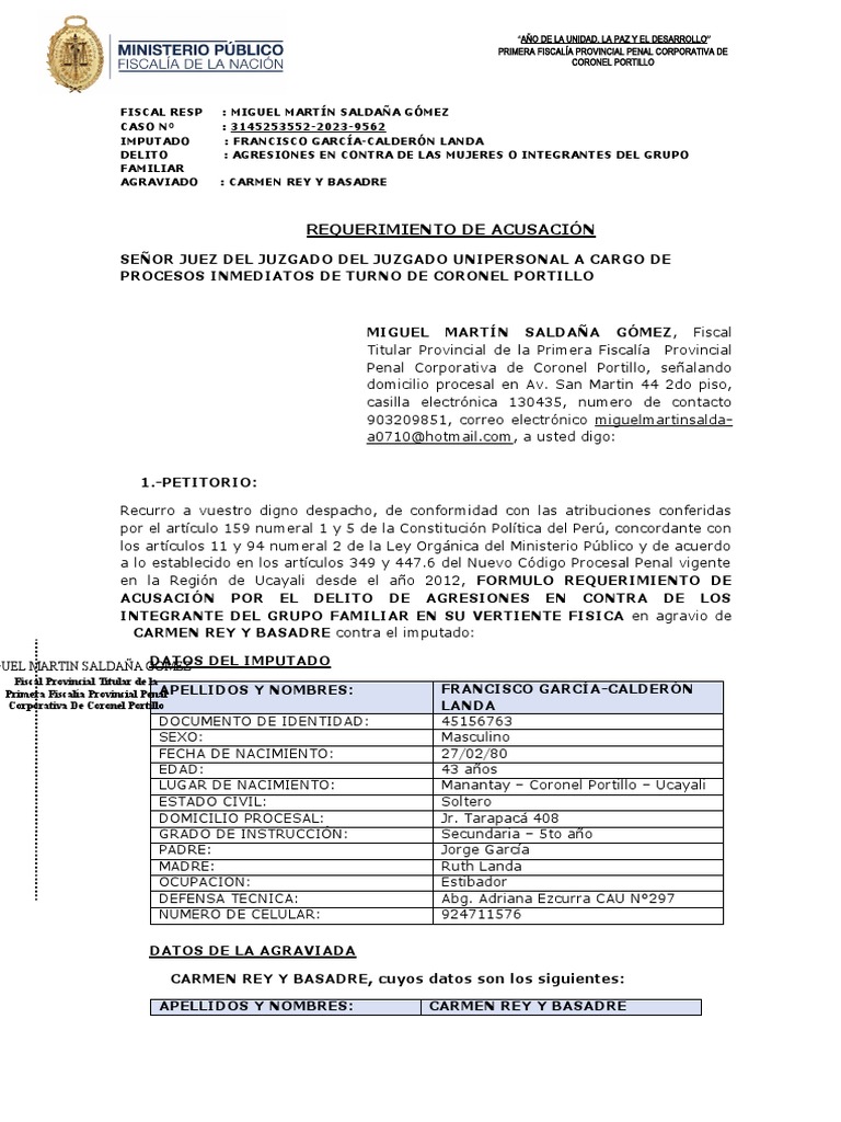 Requerimiento de Acusacion | PDF | Derecho penal | Castigos
