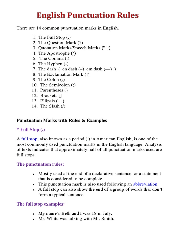 Punctuation Rules | PDF | Ellipsis | Punctuation
