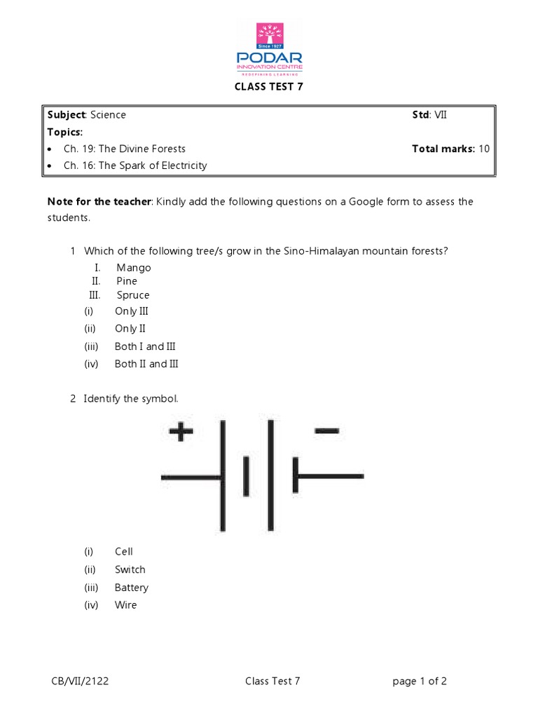 Assessing Student Understanding: A Science Test Covering Electric ...