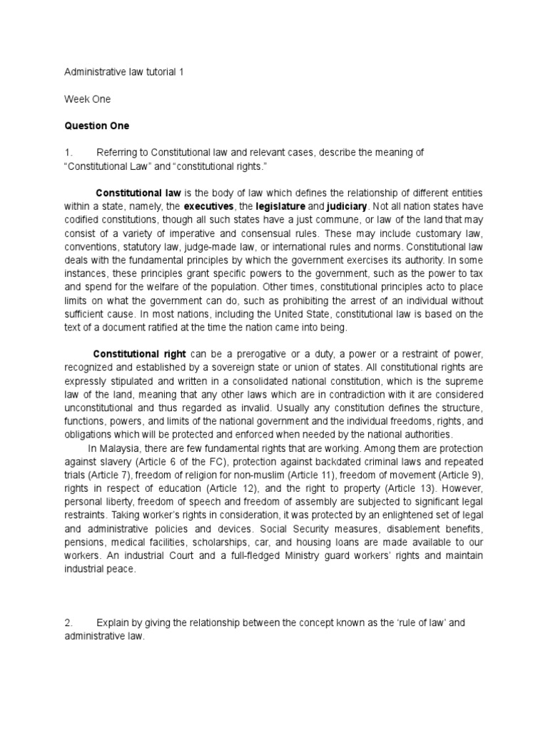 Administrative Law Tutorial 1 | PDF