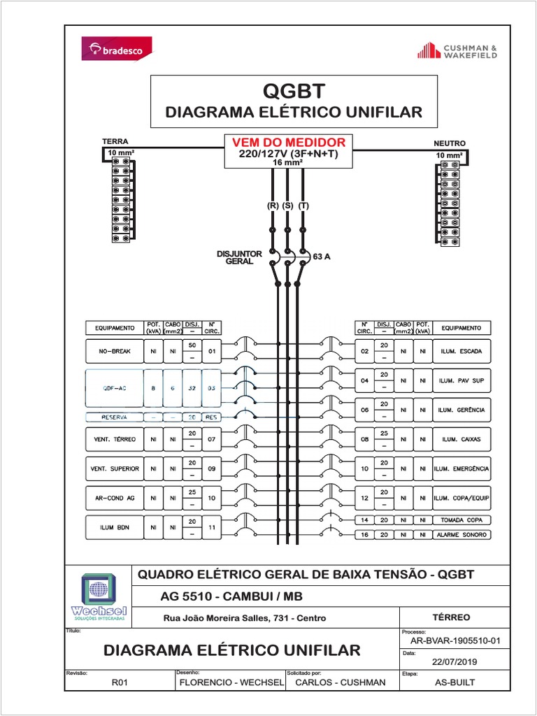 Diagrama Unifilar QGBT (TÉRREO) - Cambui | PDF