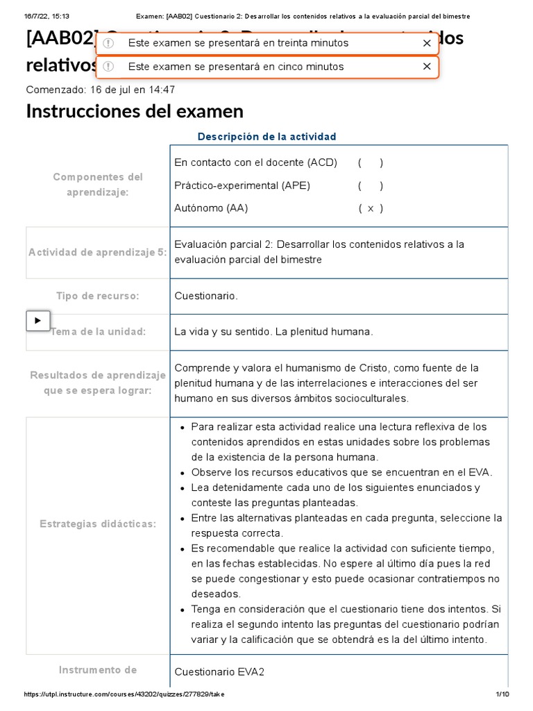 Examen - (AAB02) Cuestionario 2 - Desarrollar Los Contenidos Relativos A La Evaluación Parcial ...