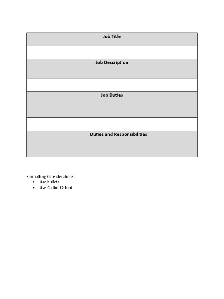 Job Description Format Example | PDF