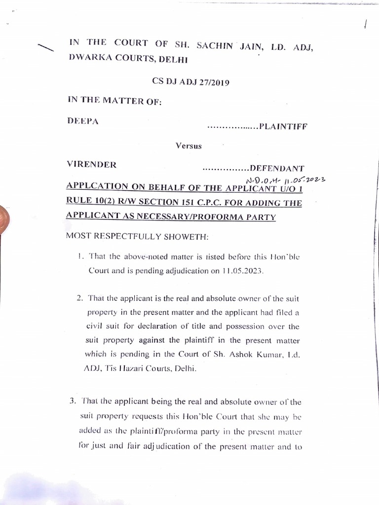 O1 r10 (2) Application | PDF | Affidavit | Evidence